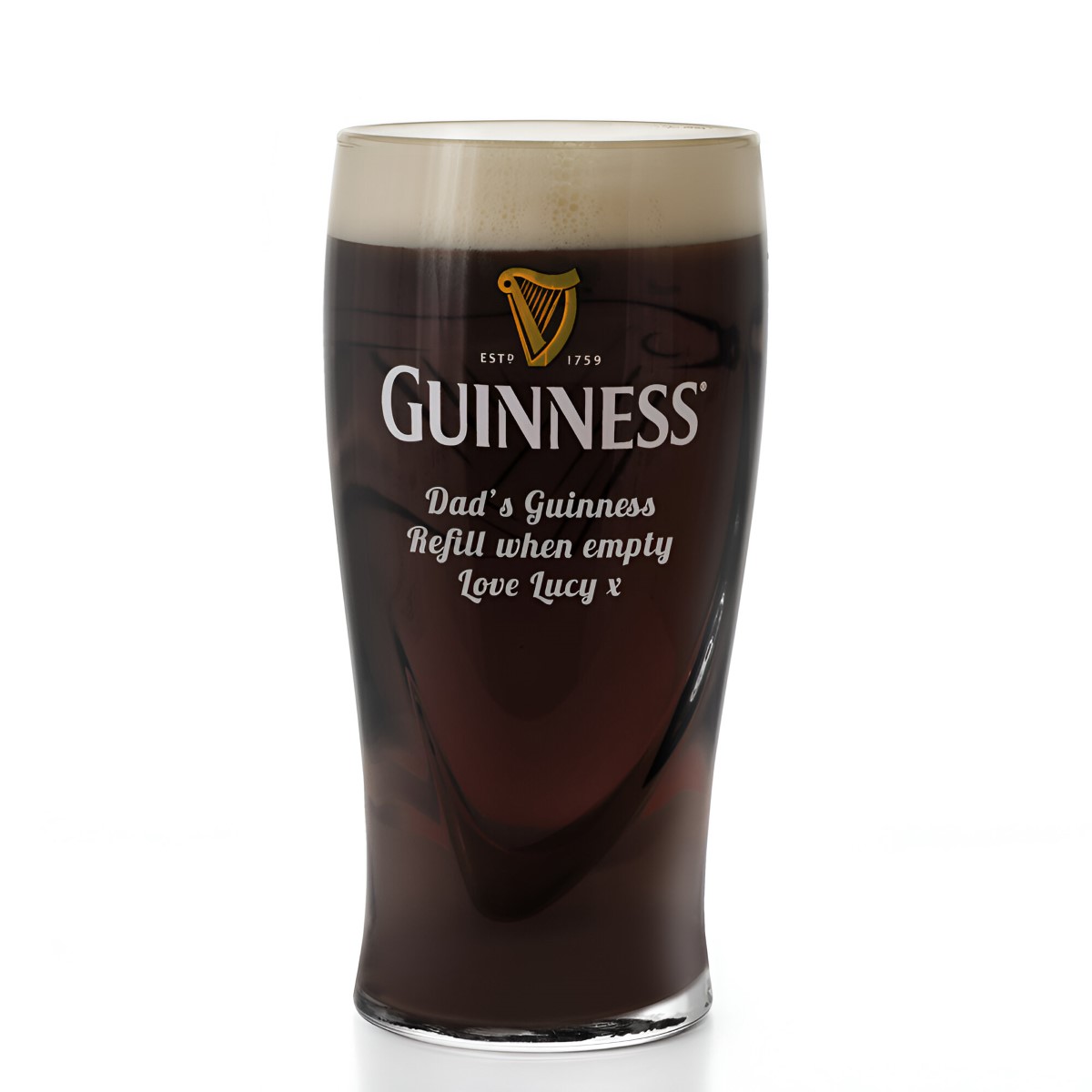 Personalised Guinness Glass Ideal Engraved St Patricks Day Gift