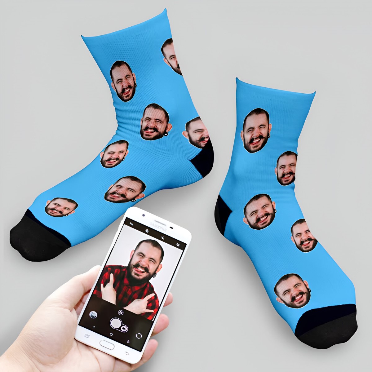 Personalised Face Socks Photo Upload Choose Colour