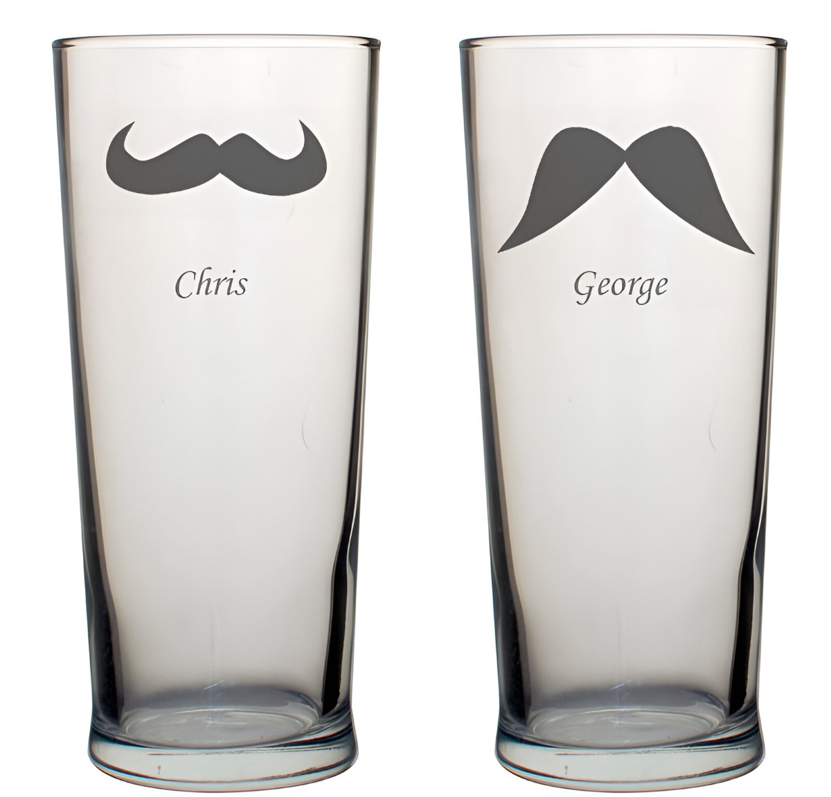 Exclusive Personalised Pint Glass With Moustache Design
